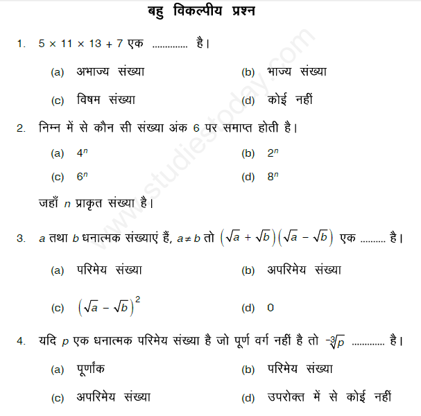 CBSE Class 10 Mathematics Real Numbers Assignment Set D